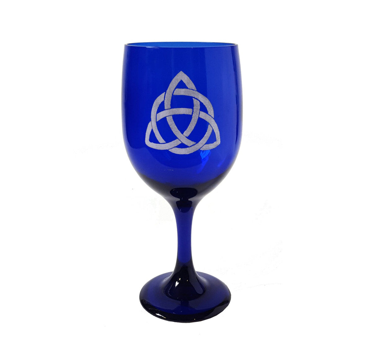 Cobalt Blue Trinity Knot Wine Glass | Celtic Heritage Design