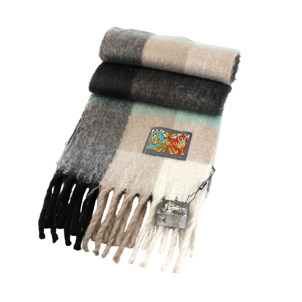 Grey/Green Check Scarf | Extra Long Woolly Wrap – The Celtic Gift Store