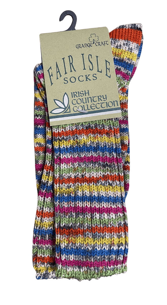 Multi-Stripe Fair Isle Socks | Irish Wool Knitwear