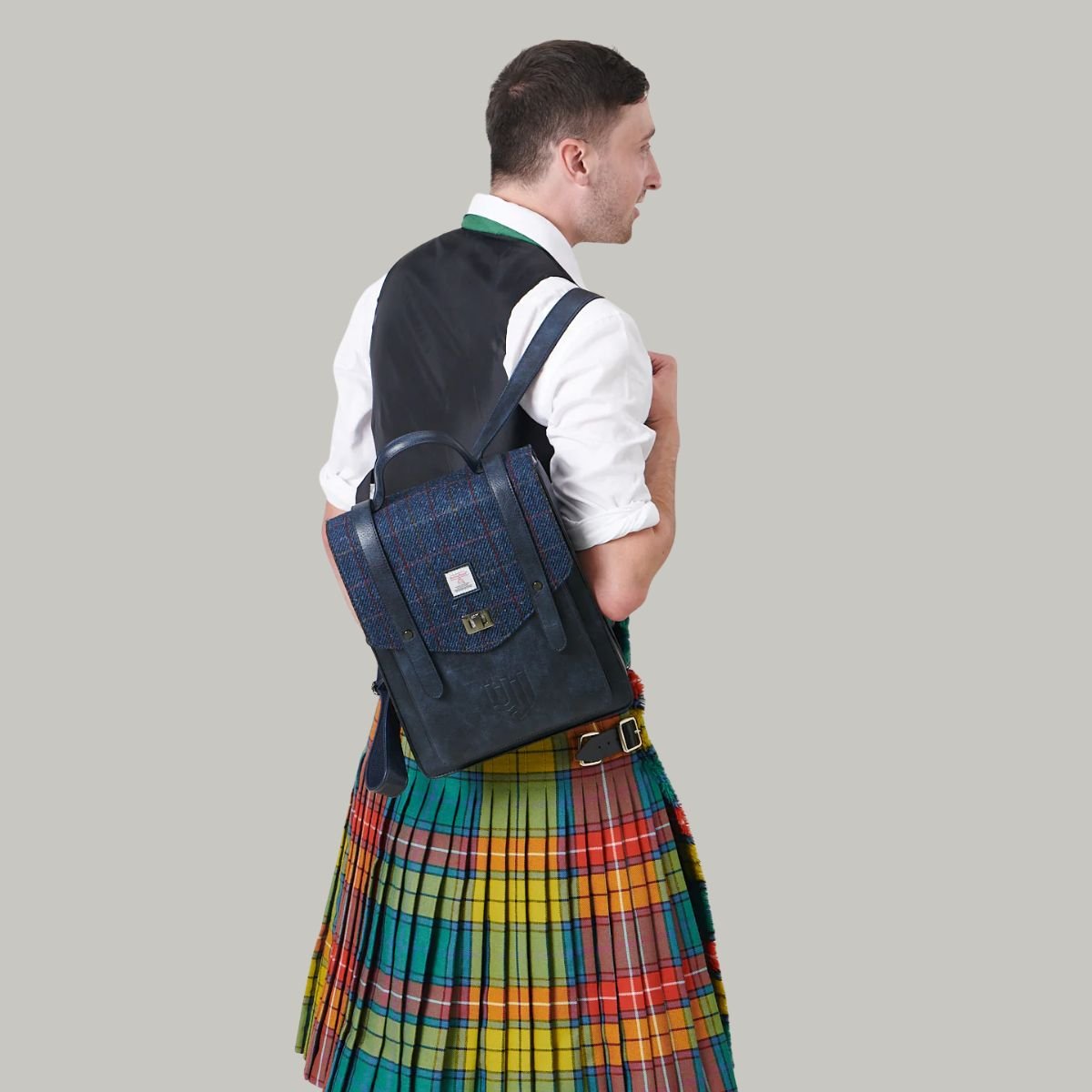 Islander Laptop Backpack | Harris Tweed Chestnut Herringbone – The ...