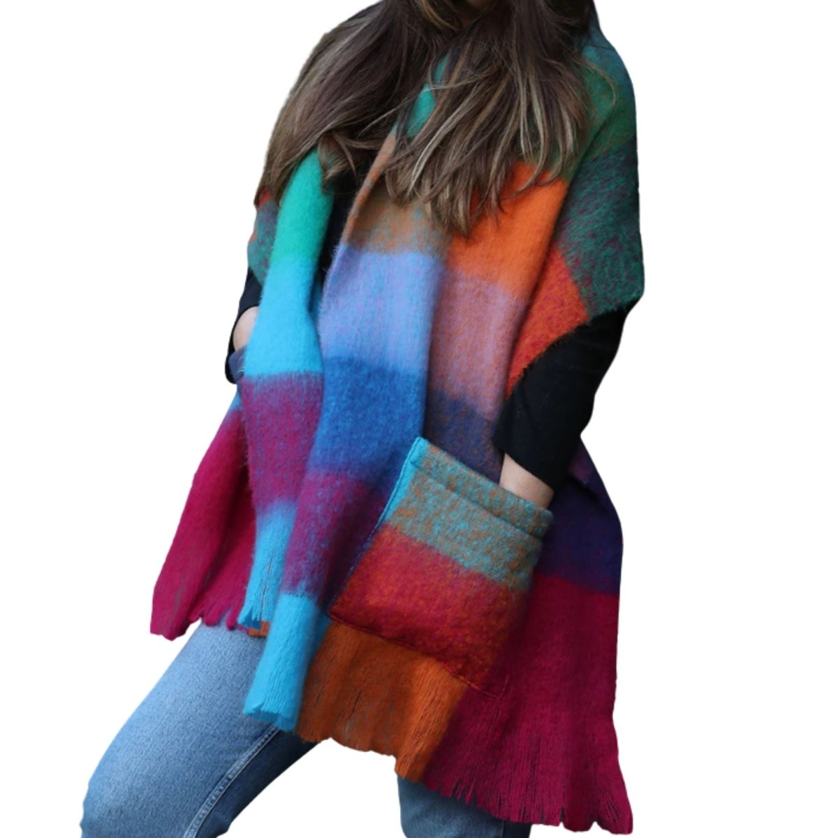 Woolly Pocket Stole | Ladies’ Red Warm Scarf – The Celtic Gift Store