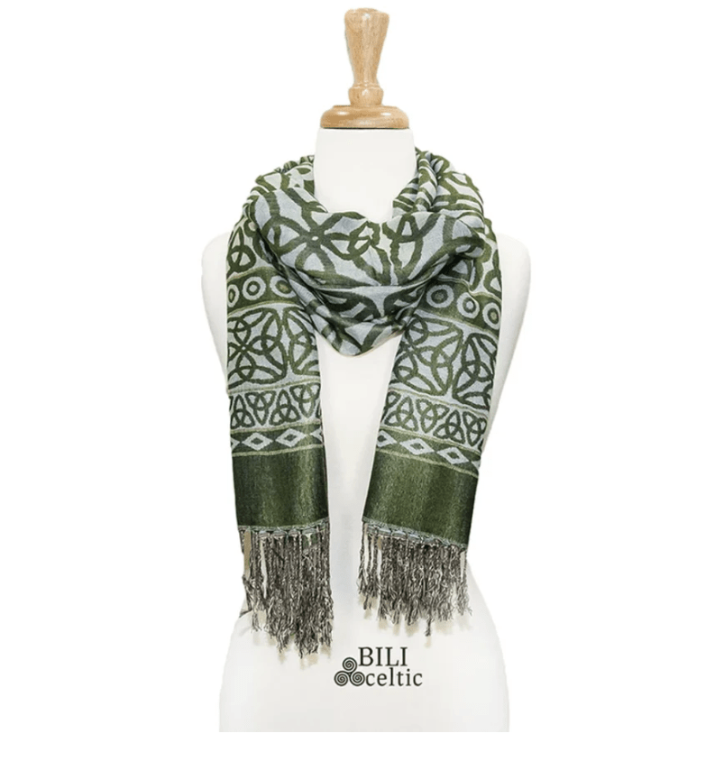 Green/Blue Trinity Scarf | Celtic Knot Design