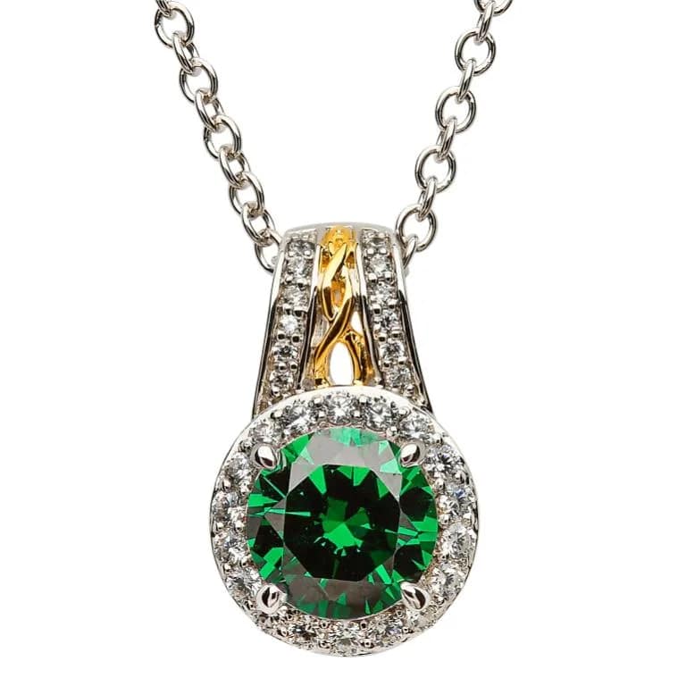Celtic Knot Crystal Necklace | Green & White CZ Jewelry – The Celtic ...