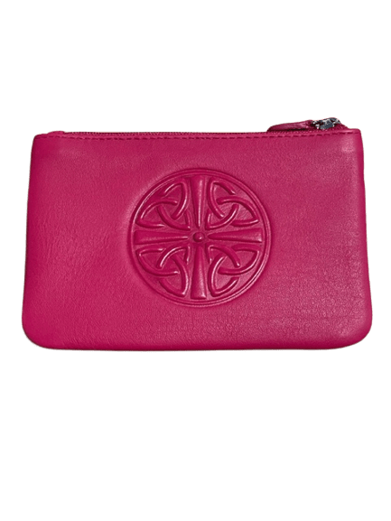 Hot Pink Leather Wallet | Bold Celtic Knot Design – The Celtic Gift Store