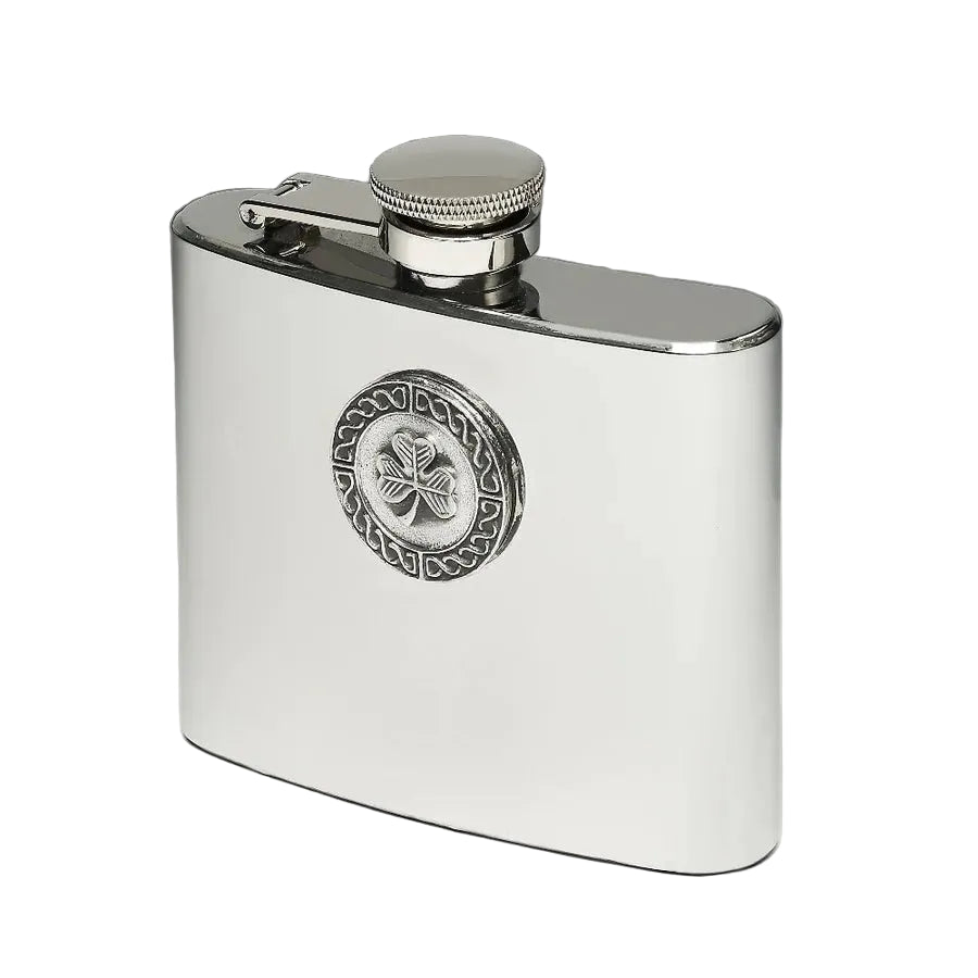 Shamrock Celtic Flask | Irish Pewter Whiskey Flask – The Celtic Gift Store